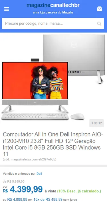 Computador All in One Dell Inspiron AIO-i1200-M10 23.8" Full HD 12ª ...