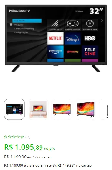 Smart Tv 32 Polegadas HD Roku LED PTV32G70RCH Dolby Áudio Philco ...