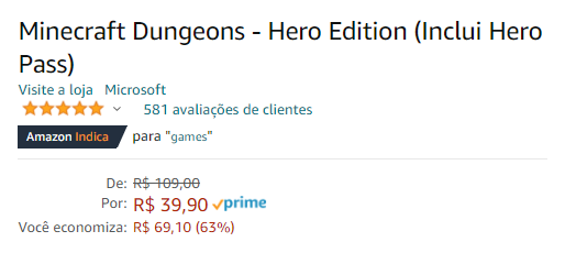 Minecraft Dungeons - Hero Edition (Inclui Hero Pass) - Canaltech Ofertas