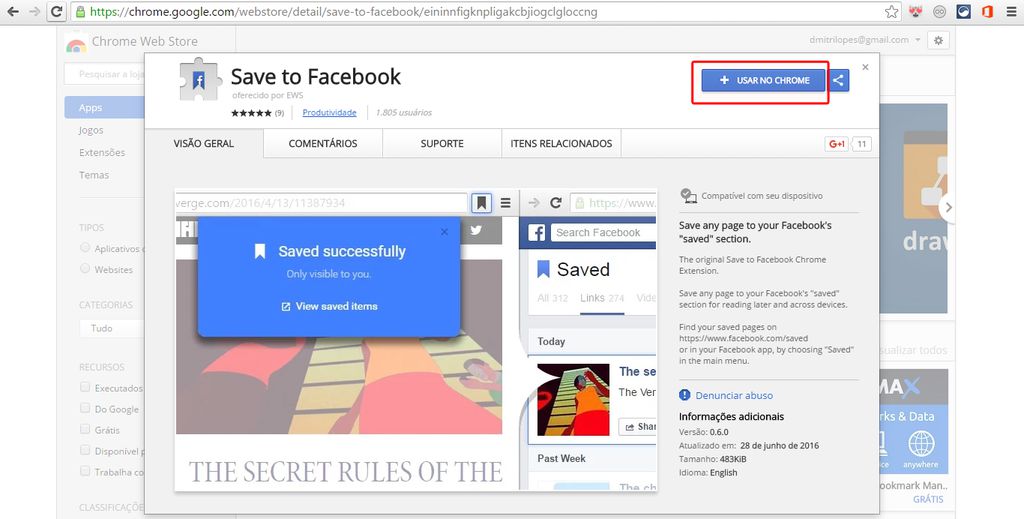 Aprenda a usar o Save do Facebook para salvar links no Chrome - Canaltech