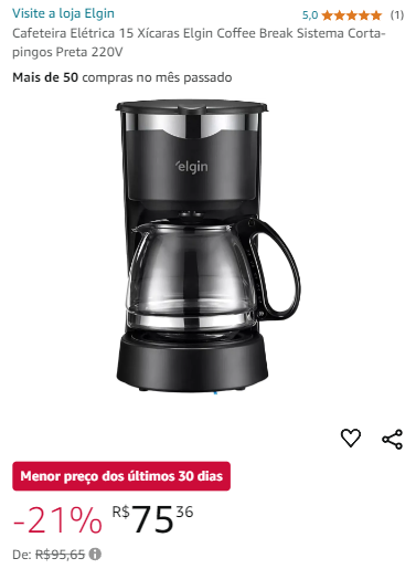 Cafeteira Elétrica Elgin Coffee Break Sistema Corta-pingos Preta 220V ...