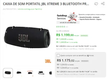 Caixa de Som Portátil JBL Xtreme 3 Bluetooth prova d'agua 15h de bateria 50W potência - Preto ...