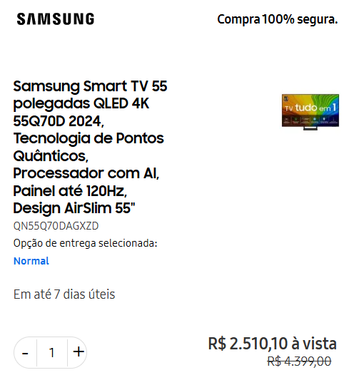 Samsung Smart TV 55 polegadas QLED 4K 55Q70D 2024 | CUPOM - Canaltech ...