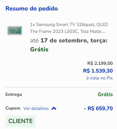 Samsung Smart TV 32" QLED The Frame 2023 LS03C, Tela Matte, Design slim ...