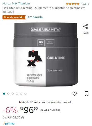 Max Titanium - Creatina 300g - Canaltech Ofertas