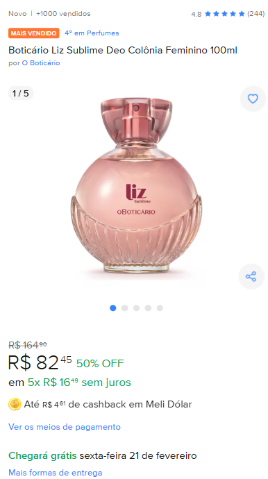 PARCELADO | Boticário Liz Sublime Deo Colônia Feminino 100ml ...