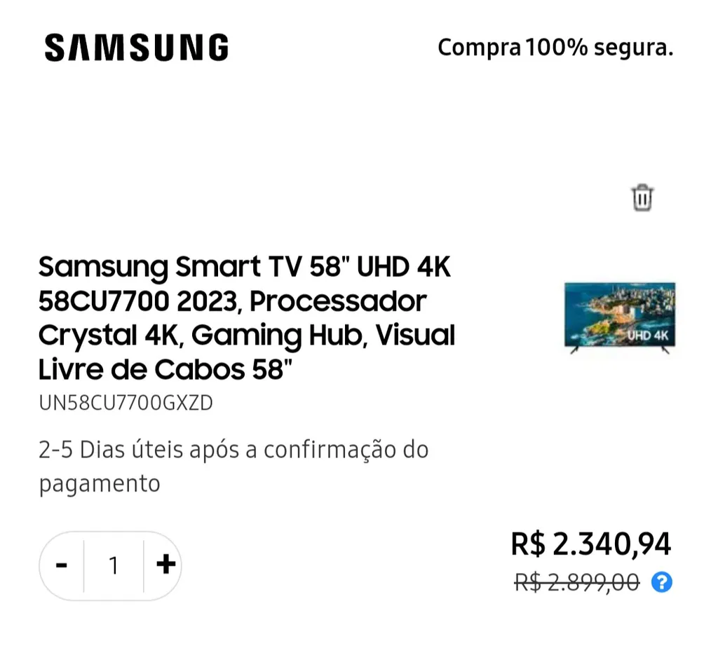 Samsung Smart TV 58" UHD 4K 58CU7700 2023, Processador Crystal 4K ...