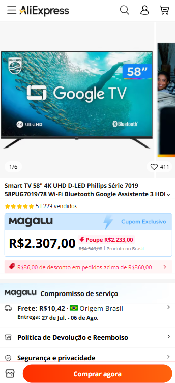 PARCELADO | Smart TV 58" 4K UHD D-LED Philips Série 7019 58PUG7019/78 ...