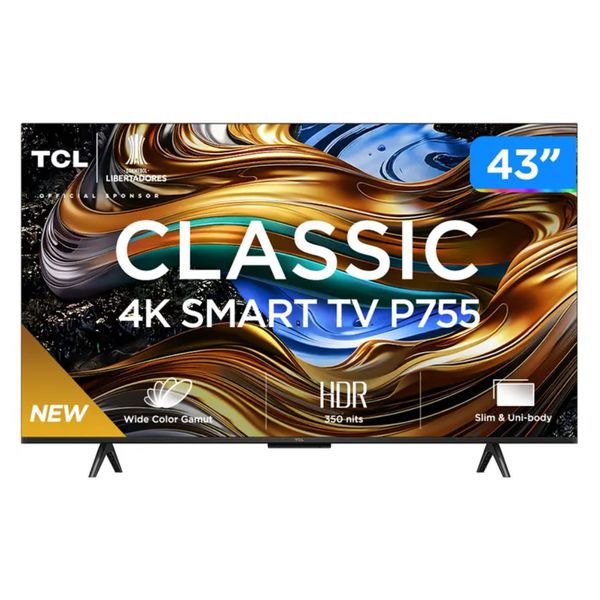 Smart TV 43" 4K UHD LED TCL 43P755 Wi-Fi Bluetooth 3 HDMI 1 USB | CUPOM ...