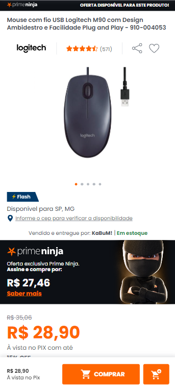 Mouse com fio USB Logitech M90 com Design Ambidestro e Facilidade Plug ...
