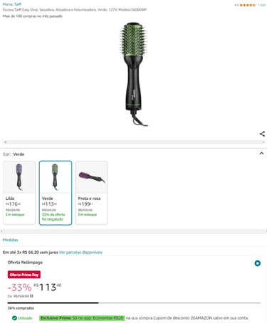 Escova Elétrica Taiff Easy Oval 560009IP Verde 110V | EXCLUSIVO PRIME ...