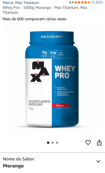 Whey Pro - 1000g Morango - Max Titanium, Max Titanium - Canaltech Ofertas