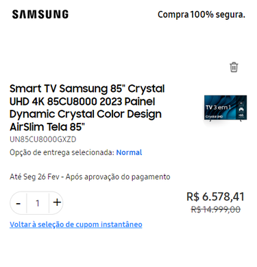 Smart TV Samsung 85" Crystal UHD 4K 85CU8000 2023 | CUPOM - Canaltech ...