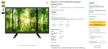 PHILCO TV 24” PTV24N19D Recepção Digital HD Led - Canaltech Ofertas