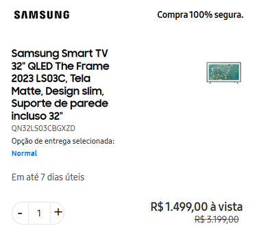 Samsung Smart TV 32" QLED The Frame 2023 LS03C, Suporte de parede ...
