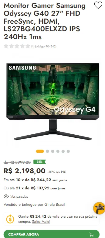 Monitor Gamer Samsung Odyssey G40 27" FHD FreeSync, HDMI ...