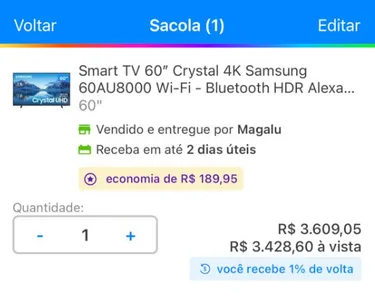 Smart TV 60” Crystal 4K Samsung 60AU8000 Wi-Fi - Bluetooth HDR Alexa ...