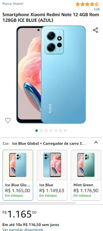 Smartphone Xiaomi Redmi Note 12 4GB Rom 128GB ICE BLUE (AZUL ...