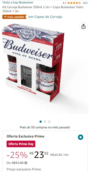 Kit Cerveja Budweiser 330ml 2 Un + Copo Budweiser Vidro 350ml 1 Un [MEMBROS PRIME] - Canaltech ...